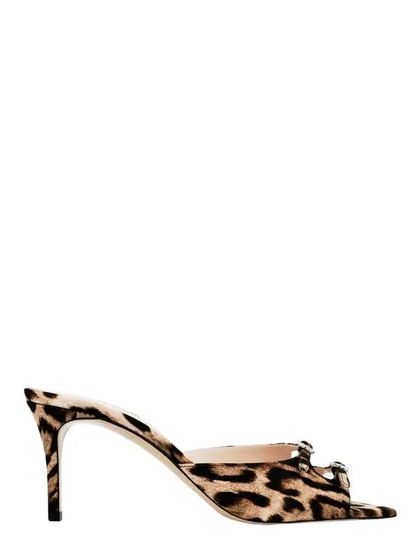 ANDREA WAZEN Carol Satin Mule 75 Leopard - Brown