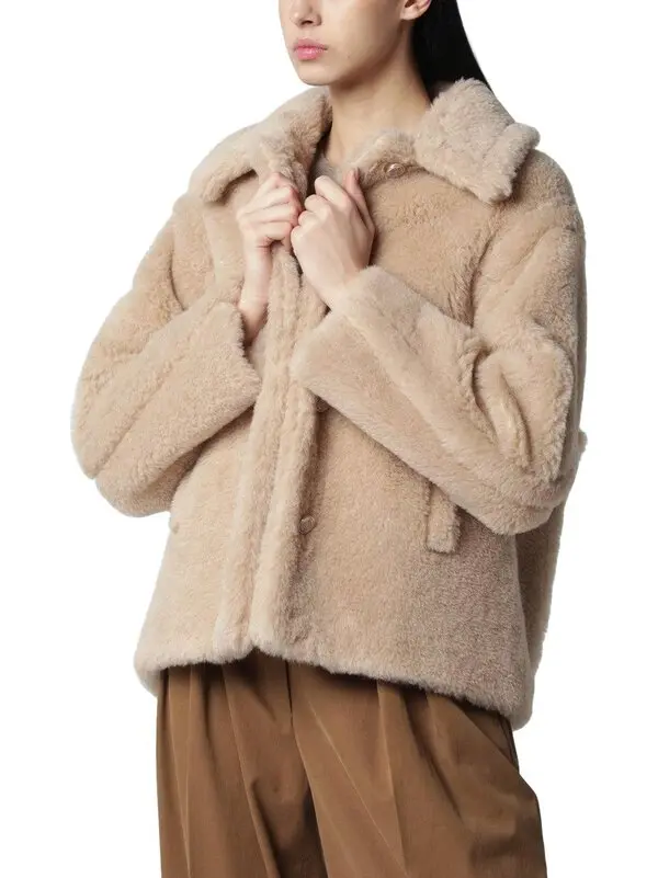 Max Mara Light Alpaca And Wool Teddy Cropped Coat - Beige