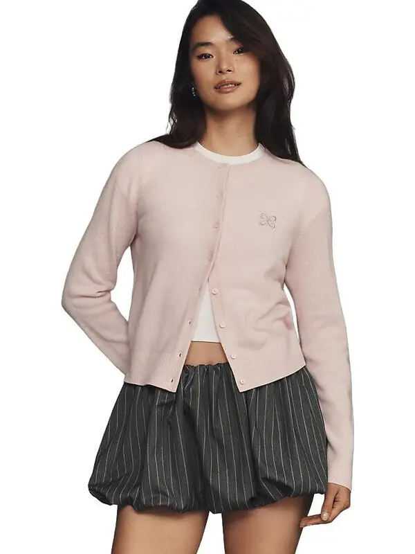 Maeve The Juliet Cashmere Logo Cardigan - Pink