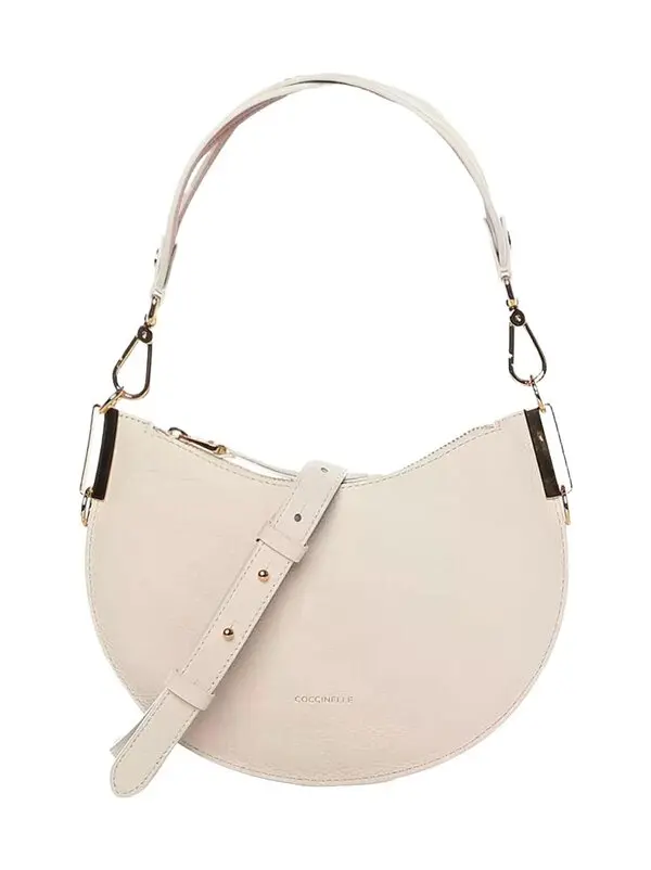 COCCINELLE Small Leather Shoulder Bag With Zip Closure - Neutrals
