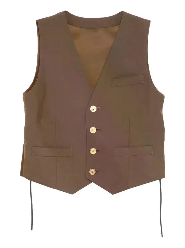 Sacai Paneled Waistcoat - Brown