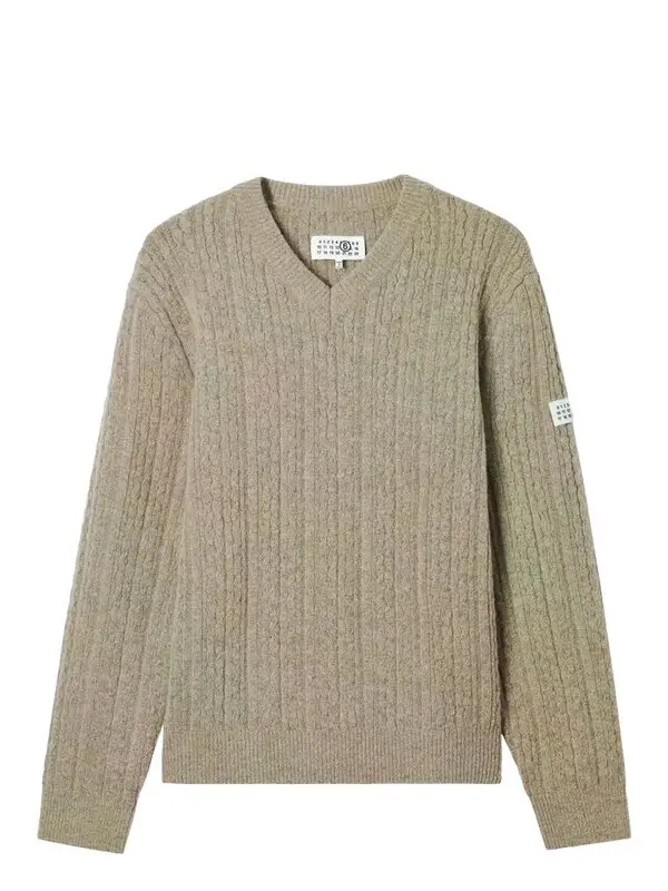 MAISON MARGIELA V-neck Cable-knit Sweater - Neutrals