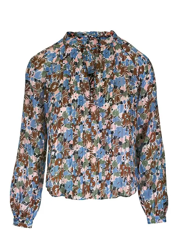 Veronica Beard Linds Floral Print Blouse - Blue