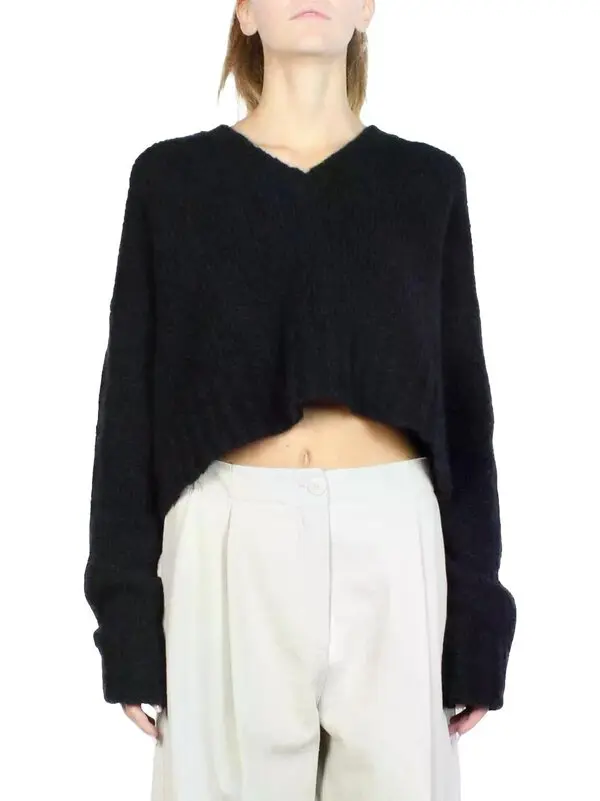 Malloni V-neck Cropped Sweater - Black