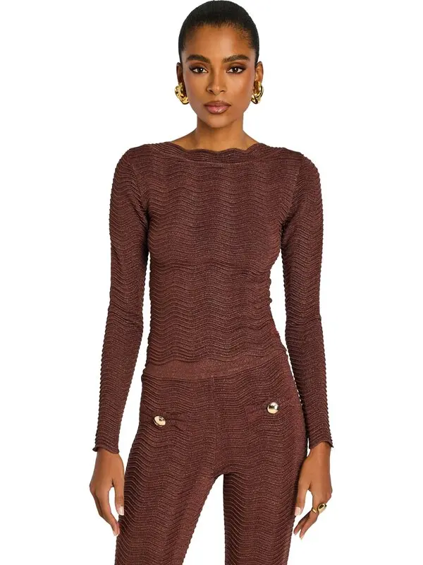 Retrofete Galina Knit Top - Metallic Chocolate