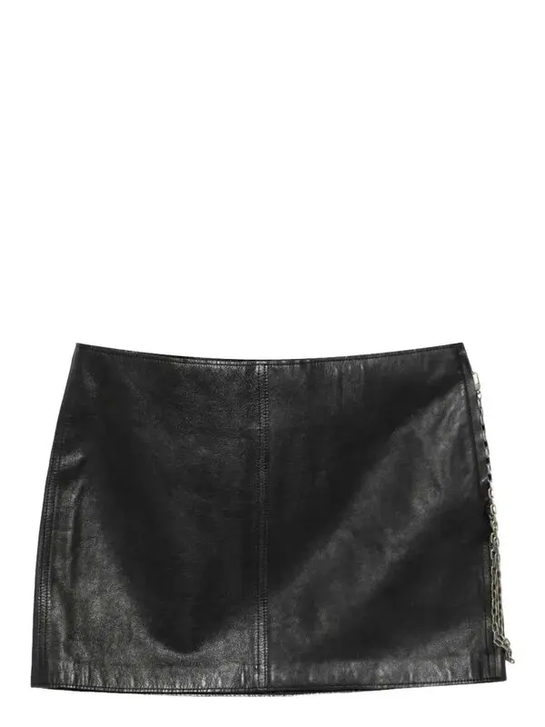 Alexander Wang Low-rise Mini Leather Skirt With Chain Detail - Black