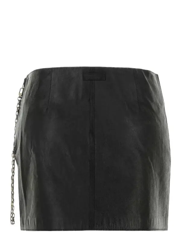 Alexander Wang Low-rise Mini Leather Skirt With Chain Detail - Black