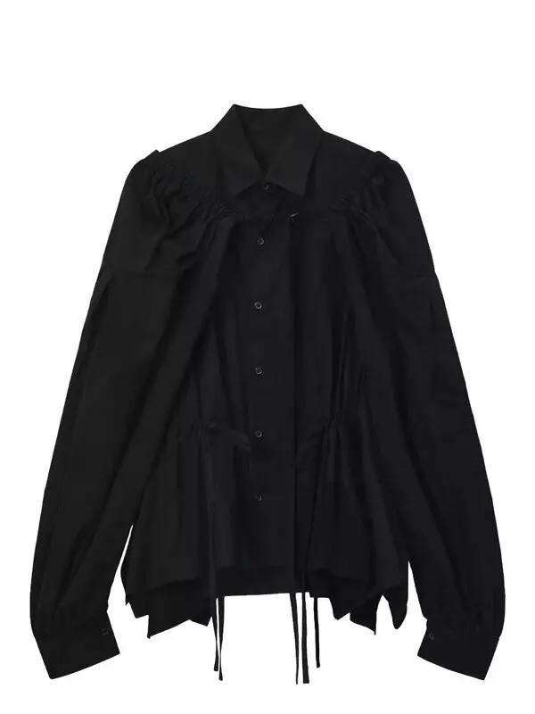 Yohji Yamamoto Balloon-sleeve Drawstring Top - Black
