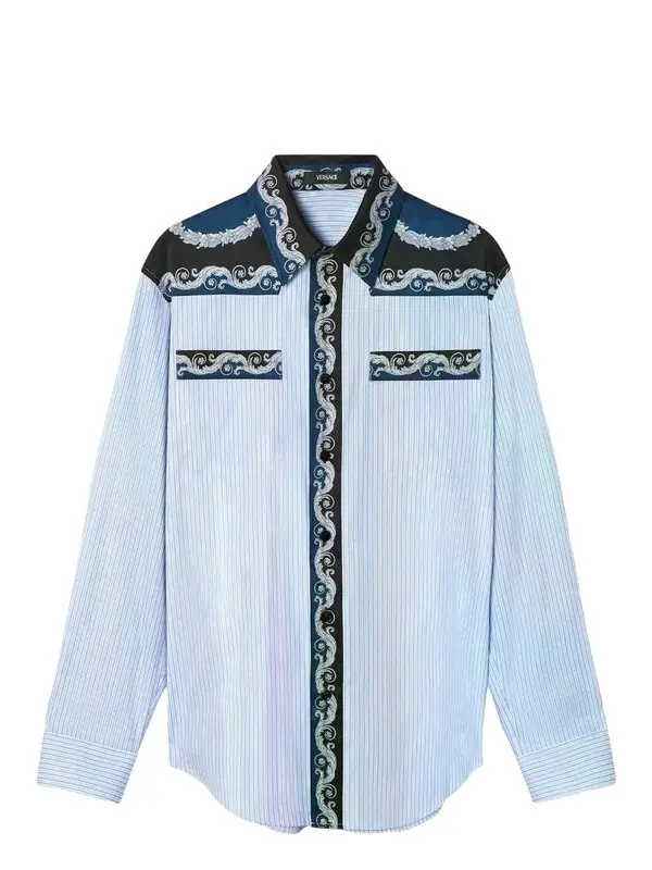Versace Striped-print Shirt - Blue