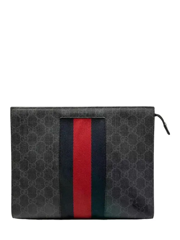 Gucci Gg Supreme Web Clutch - Black
