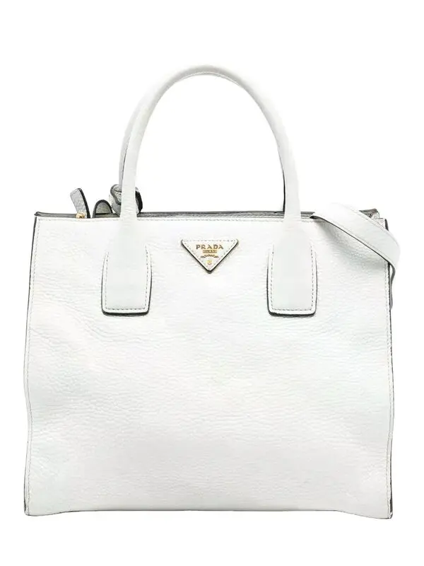 Prada Vitello Daino Convertible Tote Satchel - White