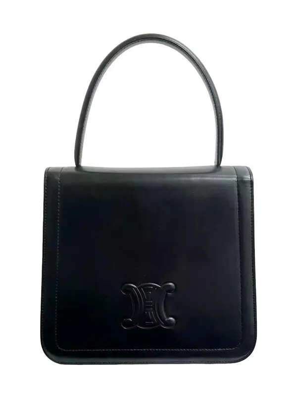 Celine 2000 Calfskin Triomphe Top Handle Bag - Black