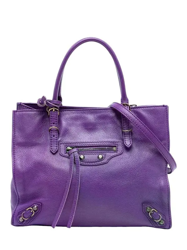 Balenciaga 2013 Mini Leather Papier A4 Zip Around Satchel - Purple