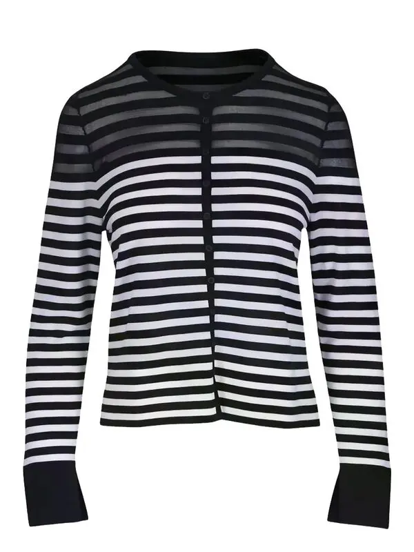 Akris Striped Button-front Cardigan - Black
