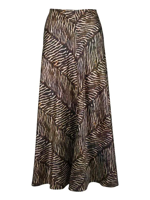 PETER COHEN Animal-print Flared Midi Skirt - Brown