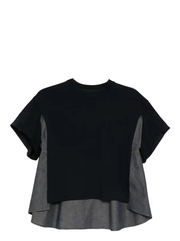 Sacai Exposed-seam Cotton T-shirt - Blue