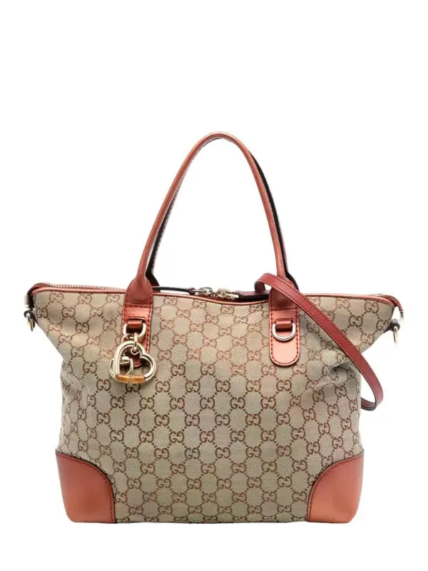 Gucci Gg Canvas Heart Bit Satchel - Brown