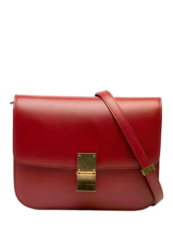 Celine 2016 Medium Calfskin Classic Box Crossbody Bag - Red