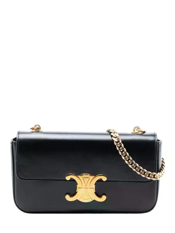 Celine 2022 Shiny Calfskin Claude Chain Shoulder Bag - Black