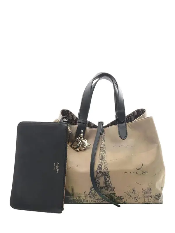 Dior 2010-2016 Large Canvas Eiffel Tower Toujours Tote Bag - Brown