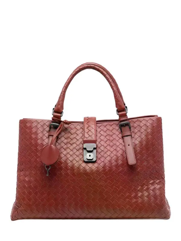 Bottega Veneta 2012-2025 Medium Nappa Intrecciato Roma Tote Bag - Red