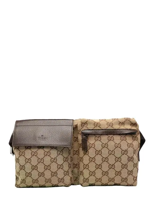 Gucci Gg Canvas Double Pocket Belt Bag - Brown