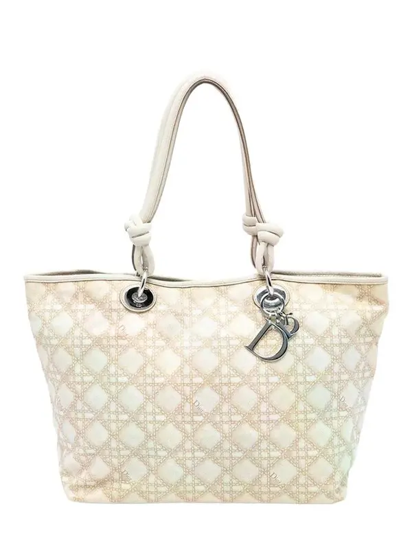 Dior 2008 Canvas Cannage Print Cherie Tote Bag - Brown