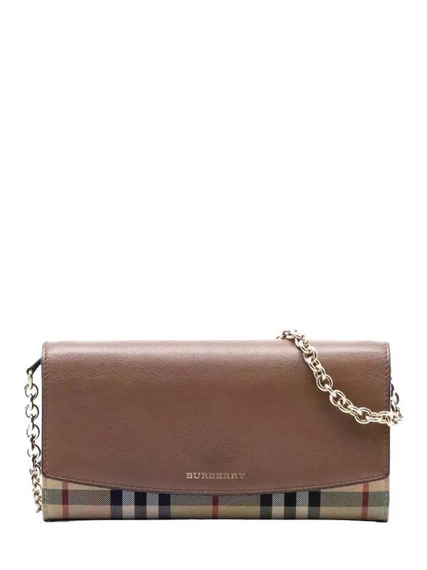 Burberry House Check Canvas And Leather Henley Wallet On Chain Crossbody Bag - Brown