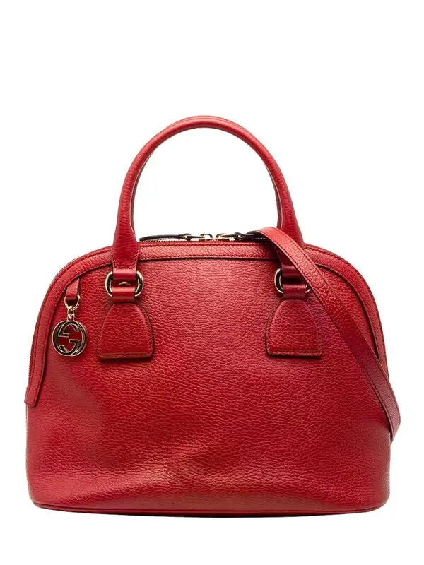 Gucci Small Calfskin Gg Charm Dome Satchel - Red