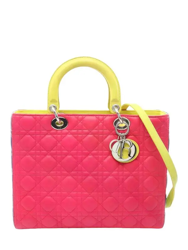 Dior Large Lambskin Cannage Lady Satchel - Pink