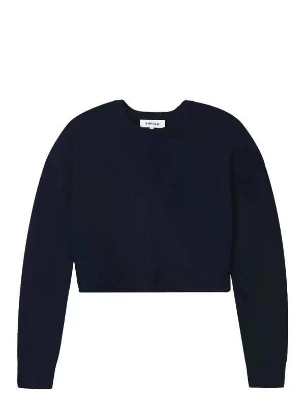 ENFOLD Ribbed Cropped Sweater - Blue
