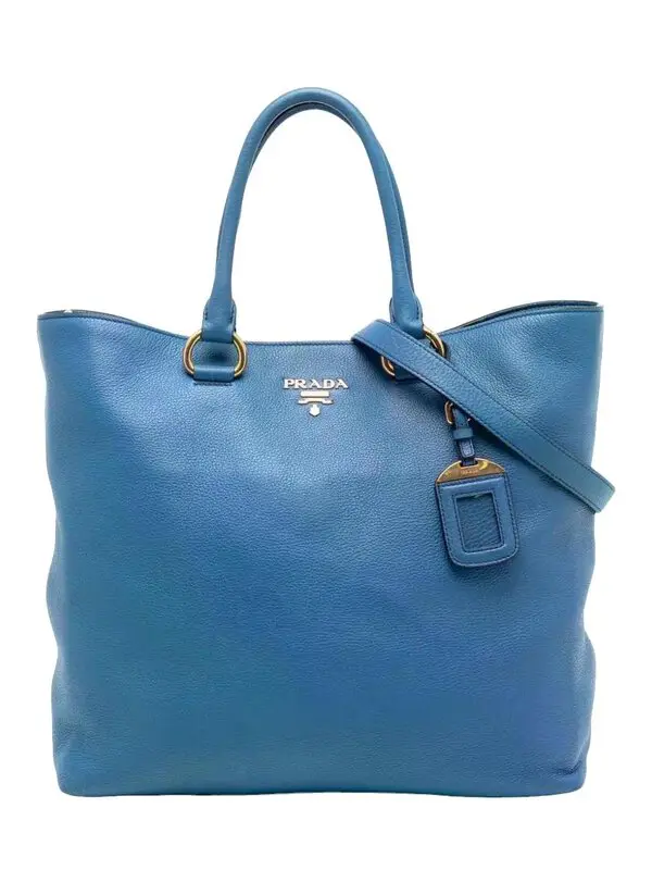 Prada Vitello Daino Open Convertible Tote Satchel 2000-2025 - Blue