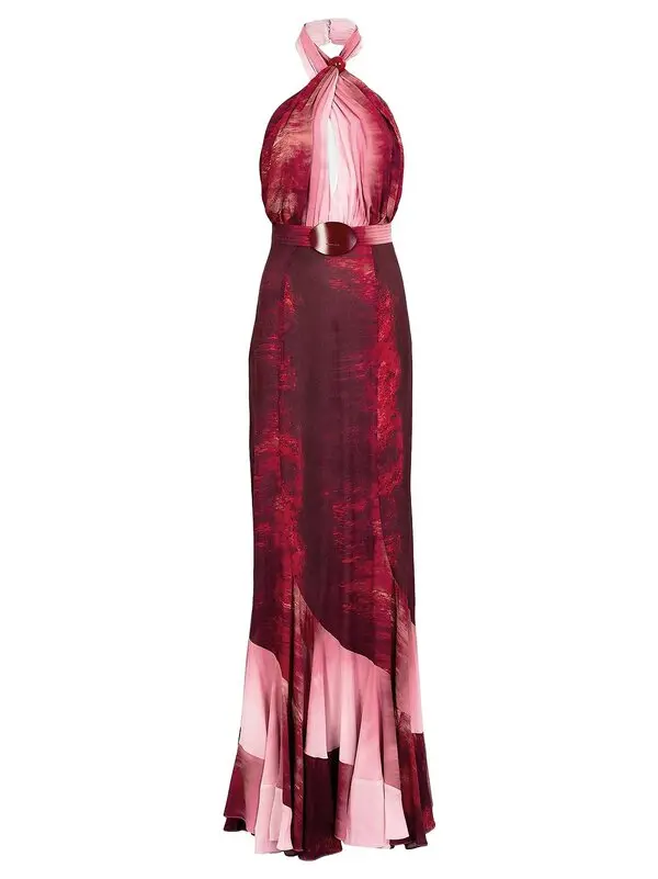 Silvia Tcherassi Raisa Crossover Halter Maxi Mermaid Dress - Degraded R