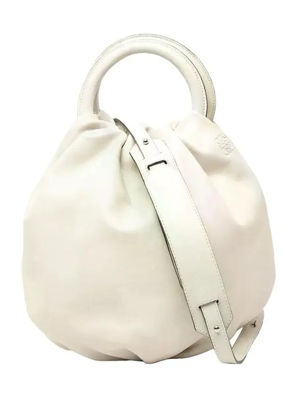 Loewe 2015 Lambskin Bounce Bag Satchel - White