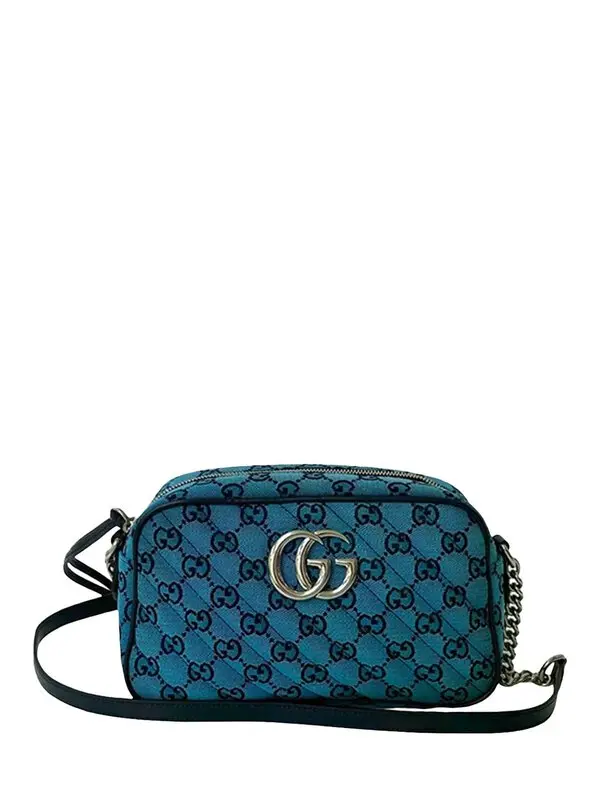 Gucci Gg Marmont Matelasse Gg Canvas Crossbody Bag - Blue