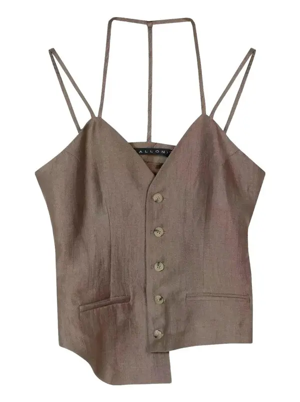 Malloni Button Asymmetric Gilet - Brown