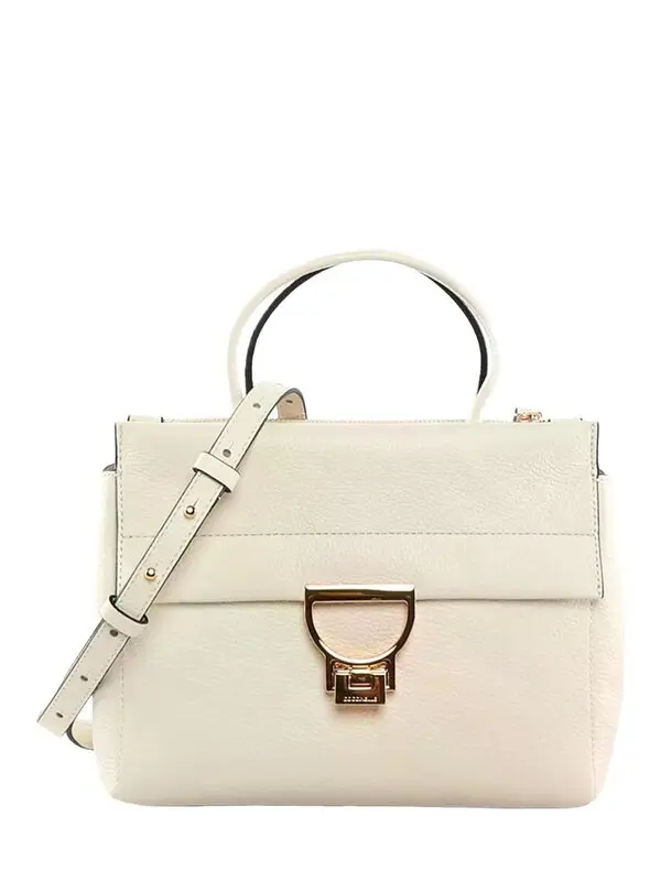 COCCINELLE Medium Arlettis Leather Tote Bag With Gold-tone Lock - White