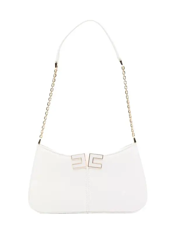 Elisabetta Franchi Logo Chain Shoulder Bag - Neutrals