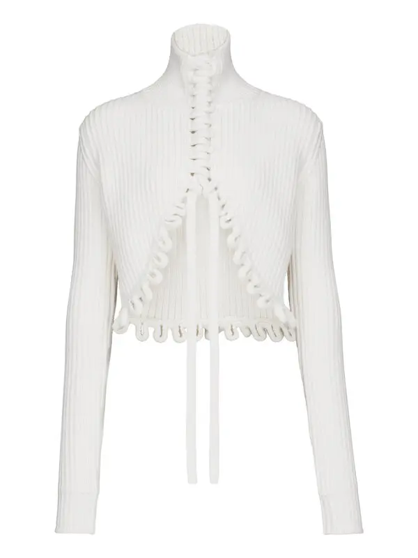 Alaïa Cropped Wool Sweater - White