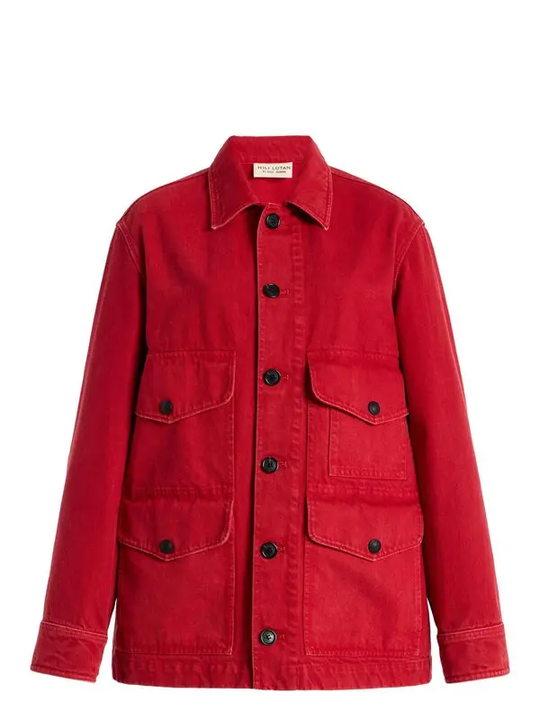 NILI LOTAN Cotton Twill Utility Jacket - Red