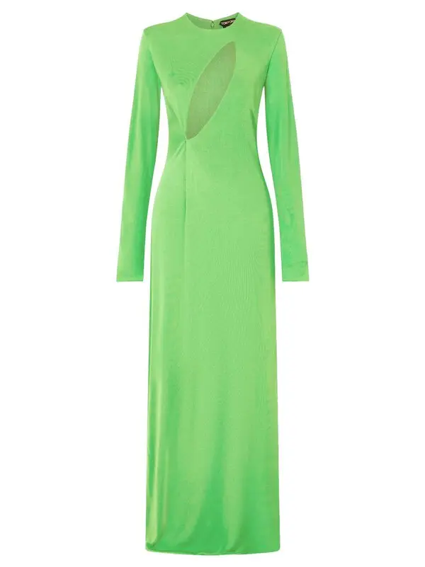 TOM FORD Cutout Crepe-jersey Gown - Green