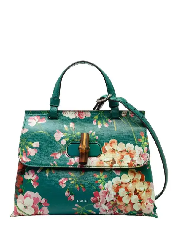 Gucci Small Calfskin Bamboo Daily Blooms Satchel - Green
