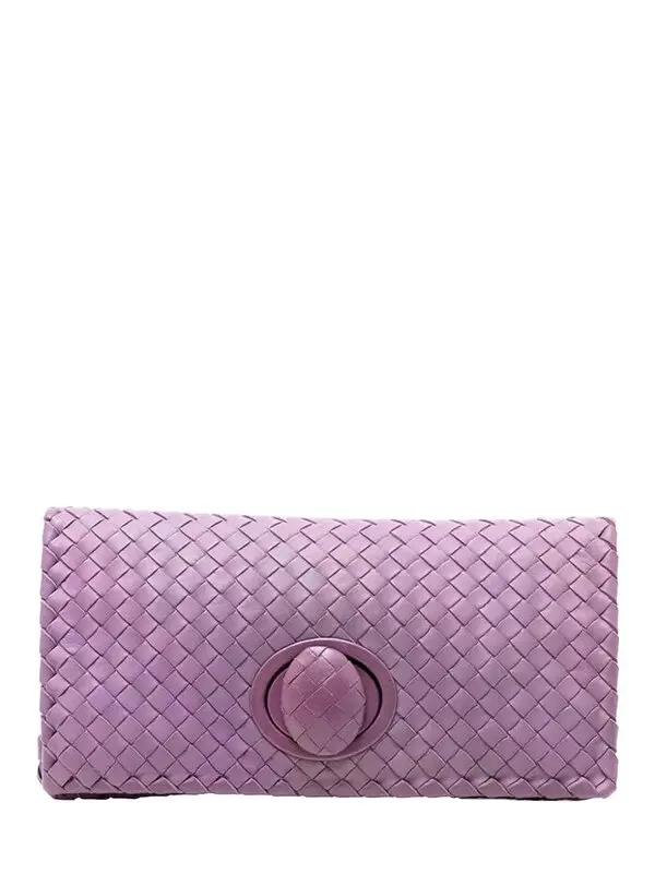 Bottega Veneta Nappa Intrecciato Turn Lock Clutch Bag - Purple