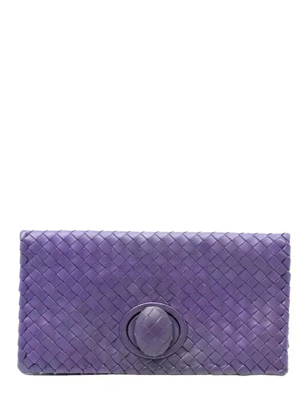 Bottega Veneta Nappa Intrecciato Turn Lock Clutch Bag - Purple