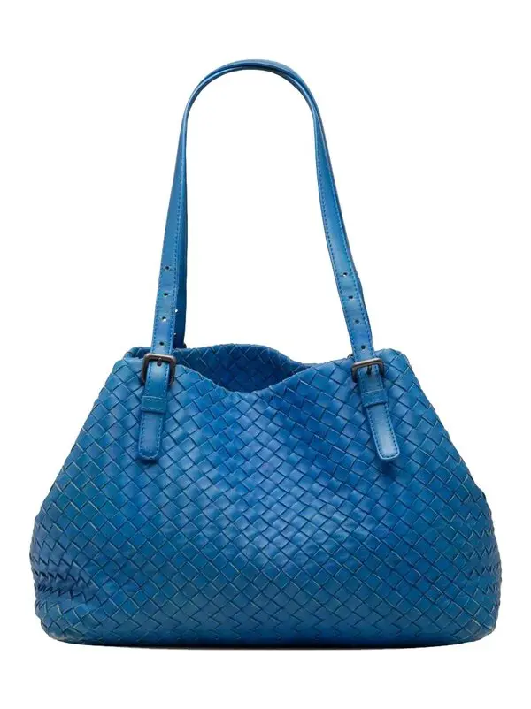 Bottega Veneta 2012-2025 Medium Nappa Intrecciato Cesta Tote Bag - Blue