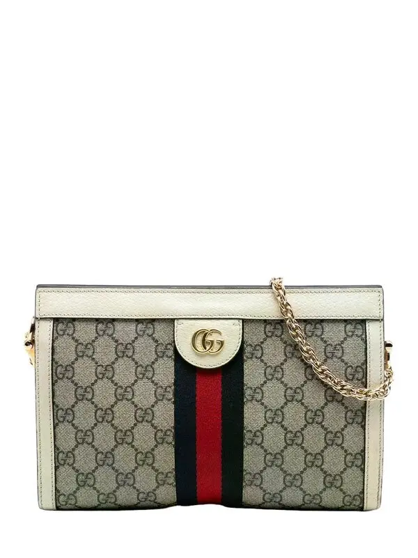 Gucci Gg Supreme Ophidia Chain Crossbody Bag - Brown