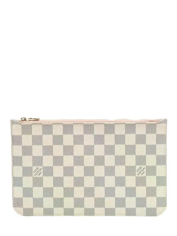 LOUIS VUITTON Damier Azur Neverfull Mm Pouch - White