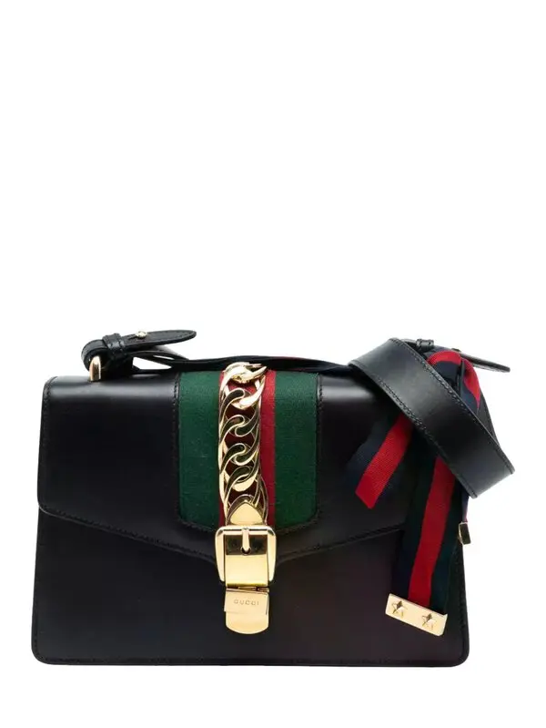 Gucci Leather Sylvie Web Satchel - Black