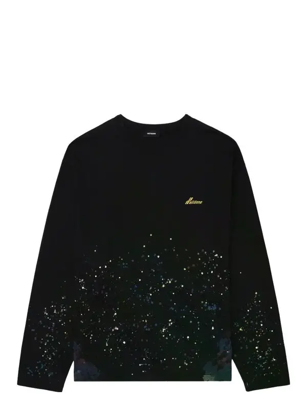 We11Done Splatter Print Long-sleeved T-shirt - Black