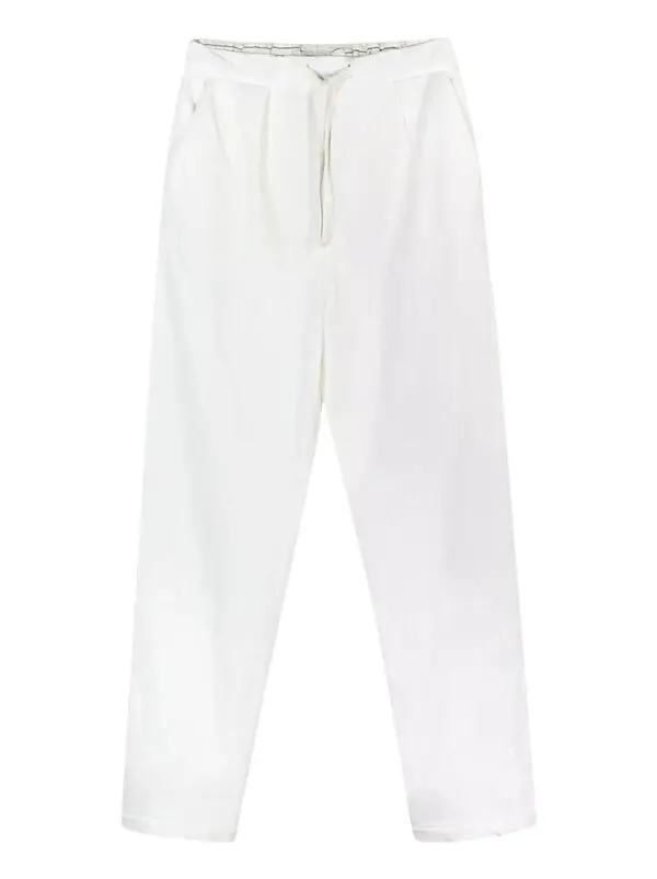 PANAMA ROUTE Drawstring Cotton Track Pants - White